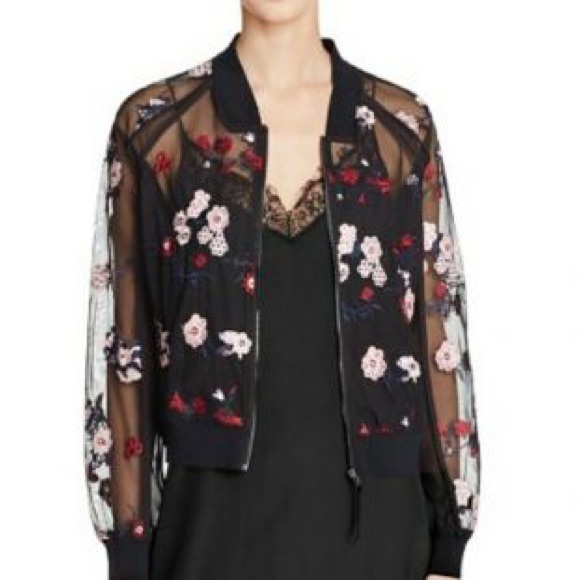 Lucy Paris | Jackets & Coats | Lucy Paris Sheer Red And Black Flower ...